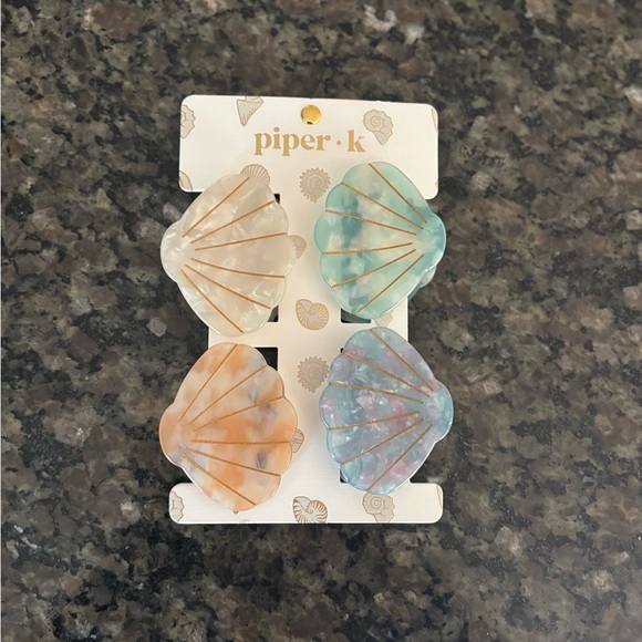 Piper K | Accessories | Piper K Shell Hair Clips Set Cream Blue Orange ...